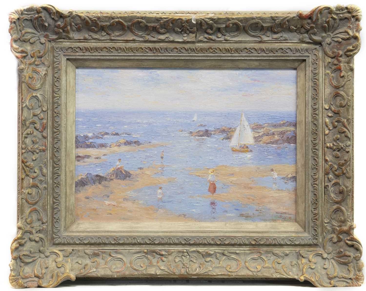 John Ross | YACHTS AND FIGURES IN BEACH SHALLOWS | MutualArt