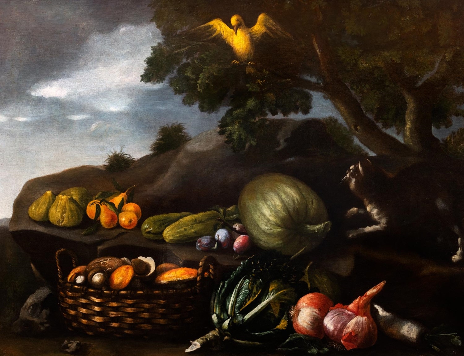 Roman School, 17th Century | Still life with fruit, vegetables and a ...