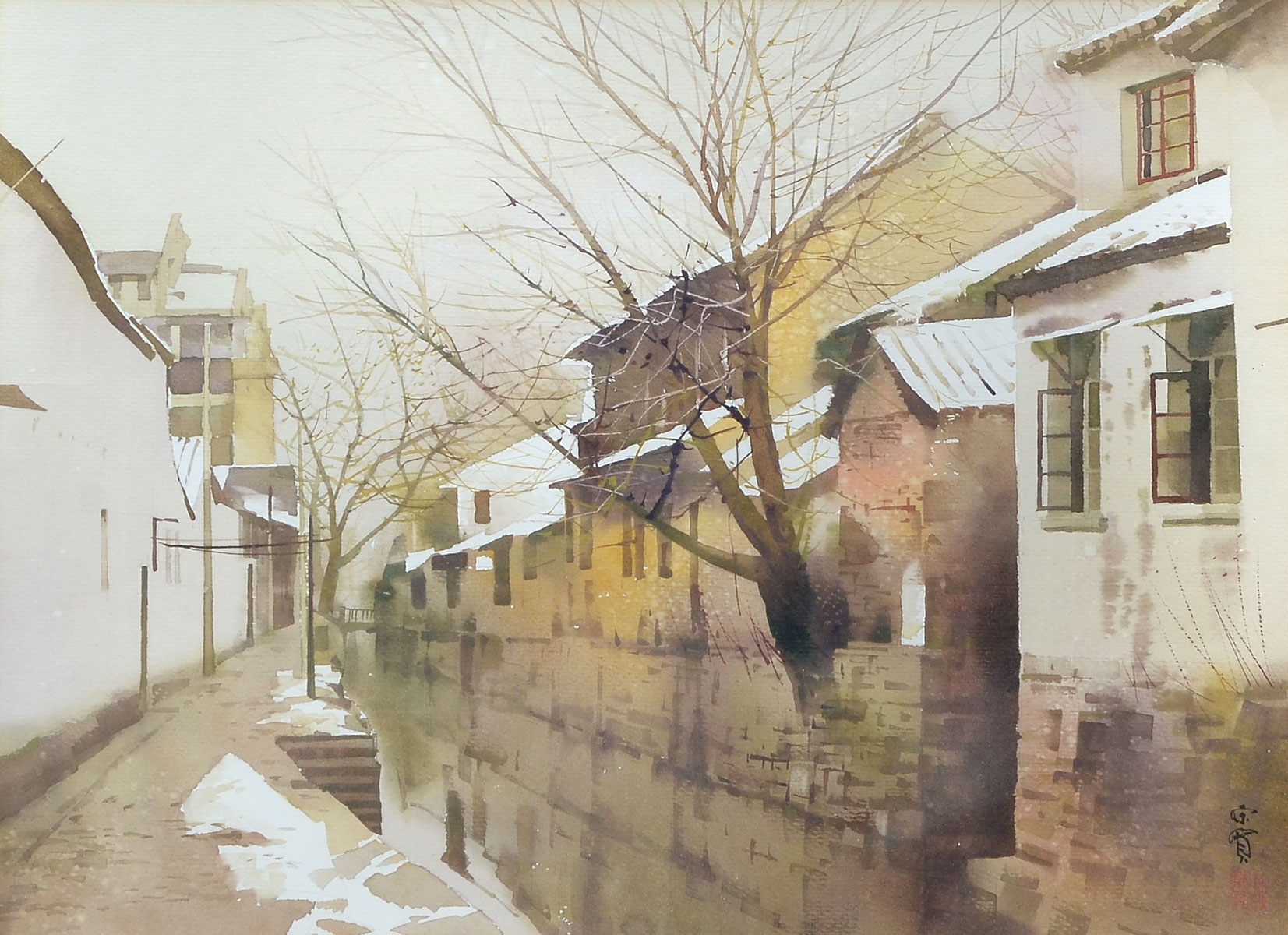 Ju Zhou Rong Bao | Chinese Street Scene with Canal | MutualArt