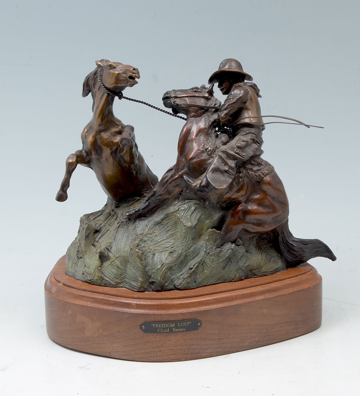 Cloyd Barnes | Freedom Lost Depicting a Cowboy Lassoing a Wild Horse ...