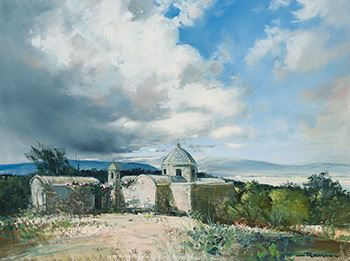 Ramon Rice | Church in High Desert Landscape | MutualArt