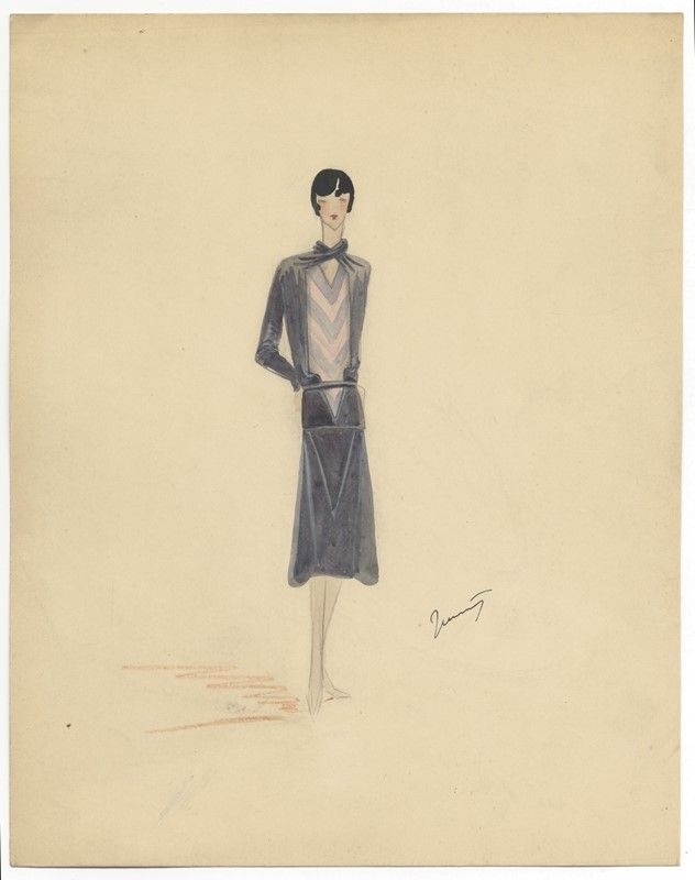 Jean Patoue | Two Works: Coppia di figurini di moda. (1927) | MutualArt