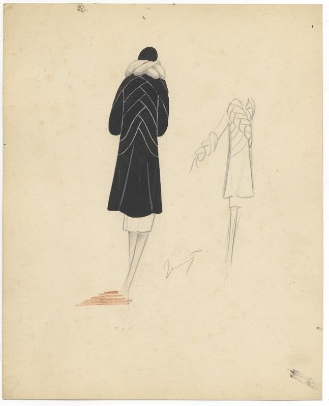 Jean Patoue | Two Works: Coppia di figurini di moda (1927) | MutualArt