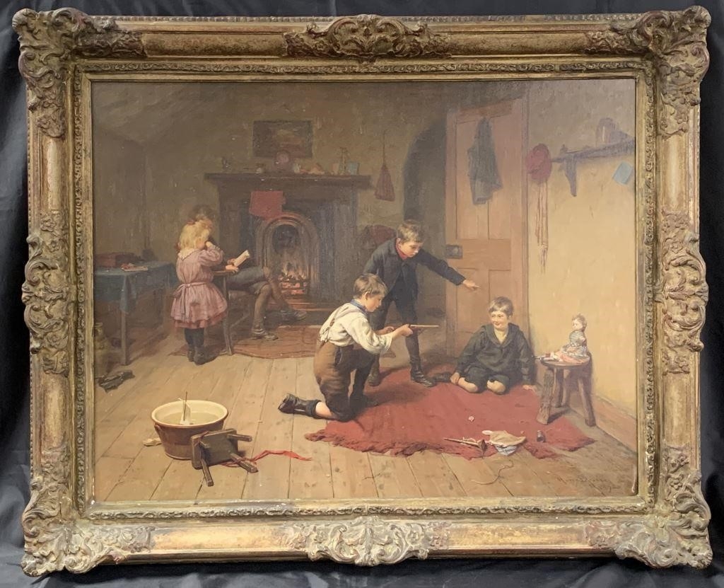 Harry Brooker | Children Playing (1892) | MutualArt