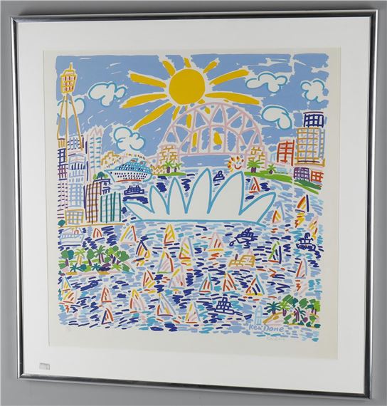 Ken Done | Sydney Harbour, Pink bridge | MutualArt