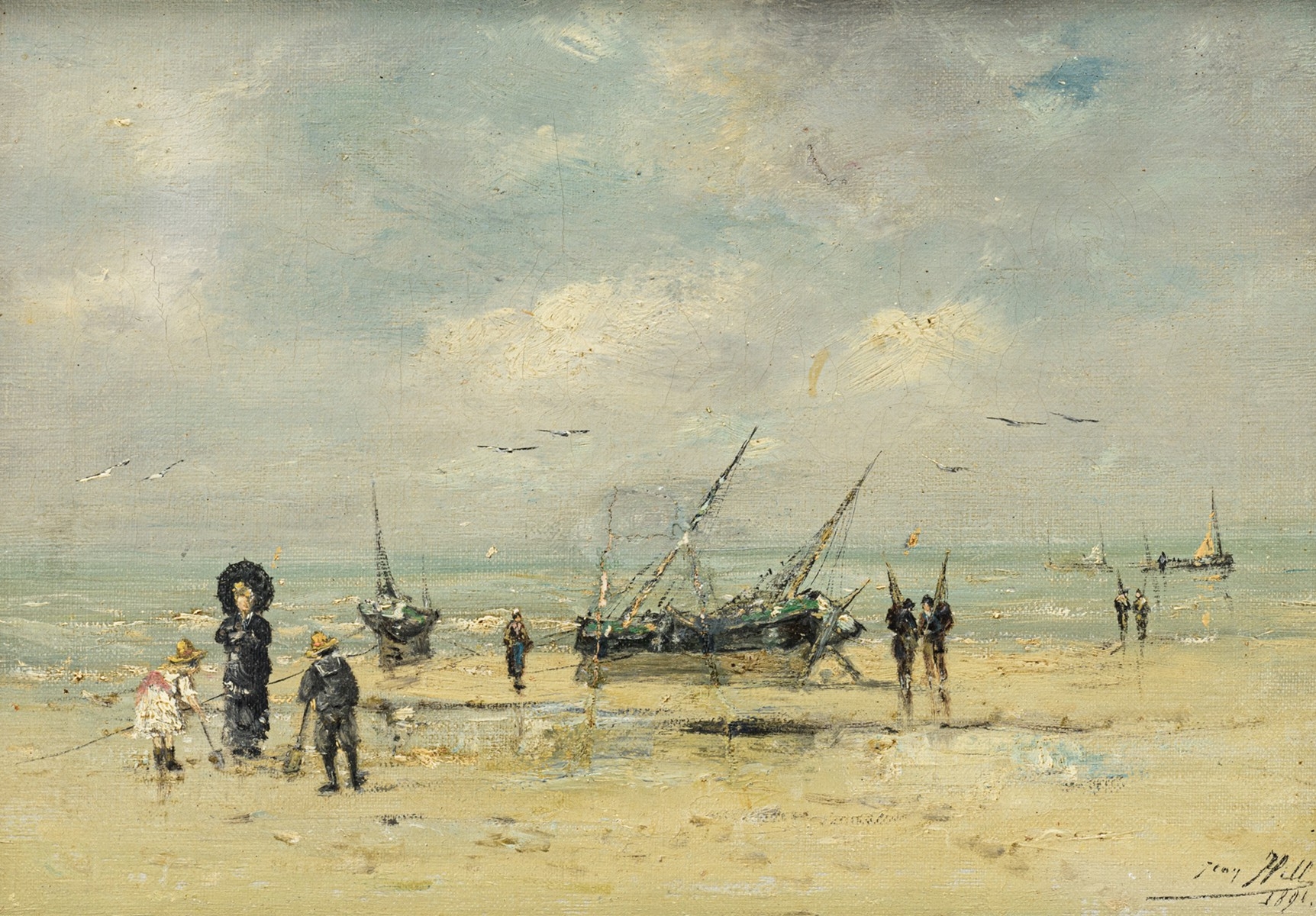 J. Hill | A view on the beach (1891) | MutualArt