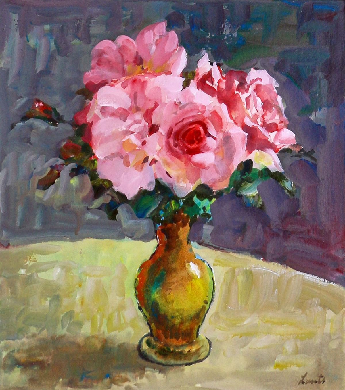 Gerrard Lants | Pink Roses & Vase | MutualArt