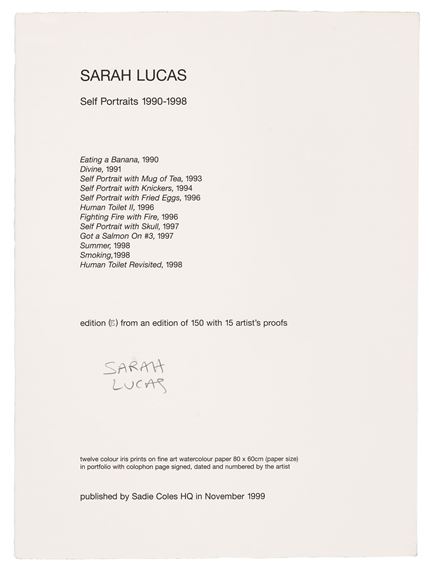 Sarah Lucas | Self Portraits (1998 - 1999) | MutualArt
