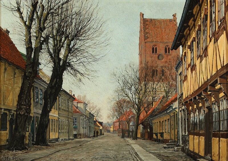 Ole Ring | A view of Kirkestræde with Koege Church | MutualArt