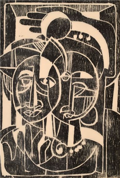 David Clyde Driskell | David Driskell Two Faces I Lithograph, Signed ...