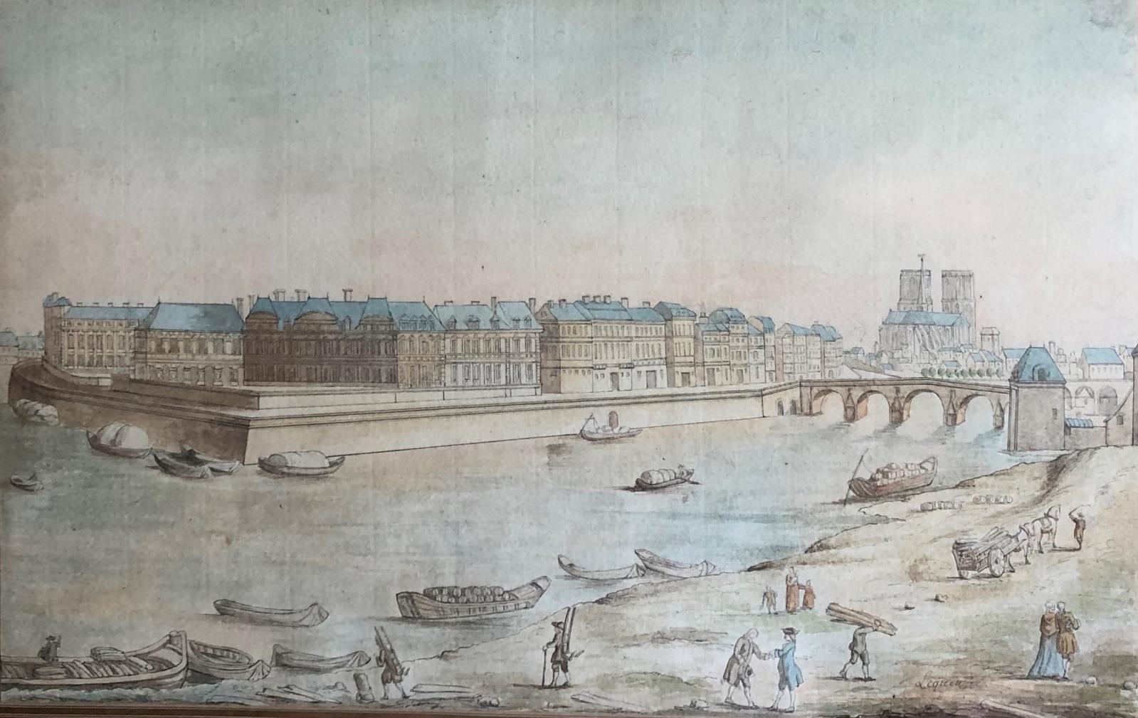 French School, 18th Century | Vue de l'île Saint-Louis et du chevet de ...