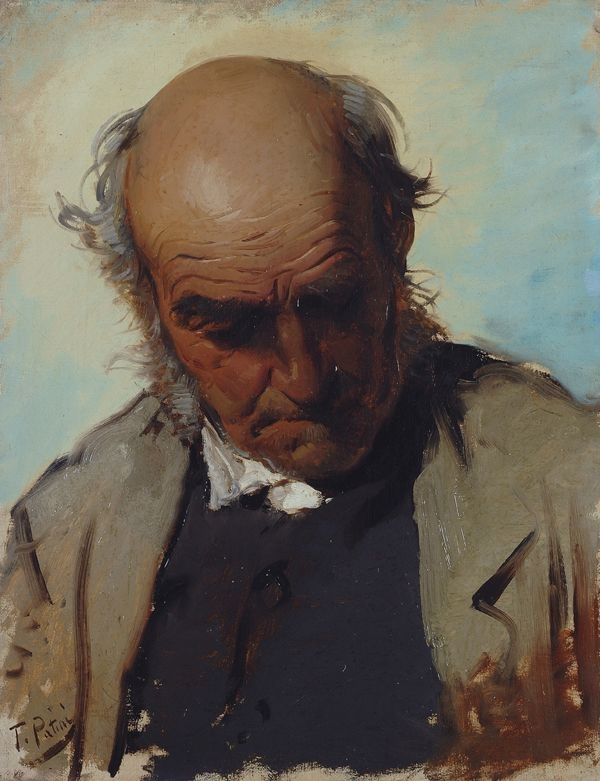 Teofilo Patini | MAN CLIMBING CHURCH STAIRS (1887) | MutualArt