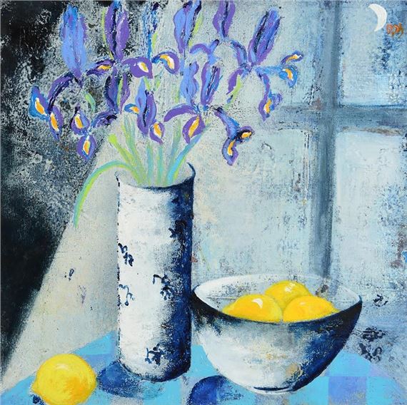 David Gordon Hughes | Still Life, Irises and Lemons | MutualArt