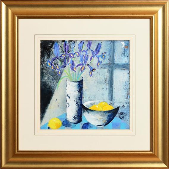 David Gordon Hughes | Still Life, Irises and Lemons | MutualArt