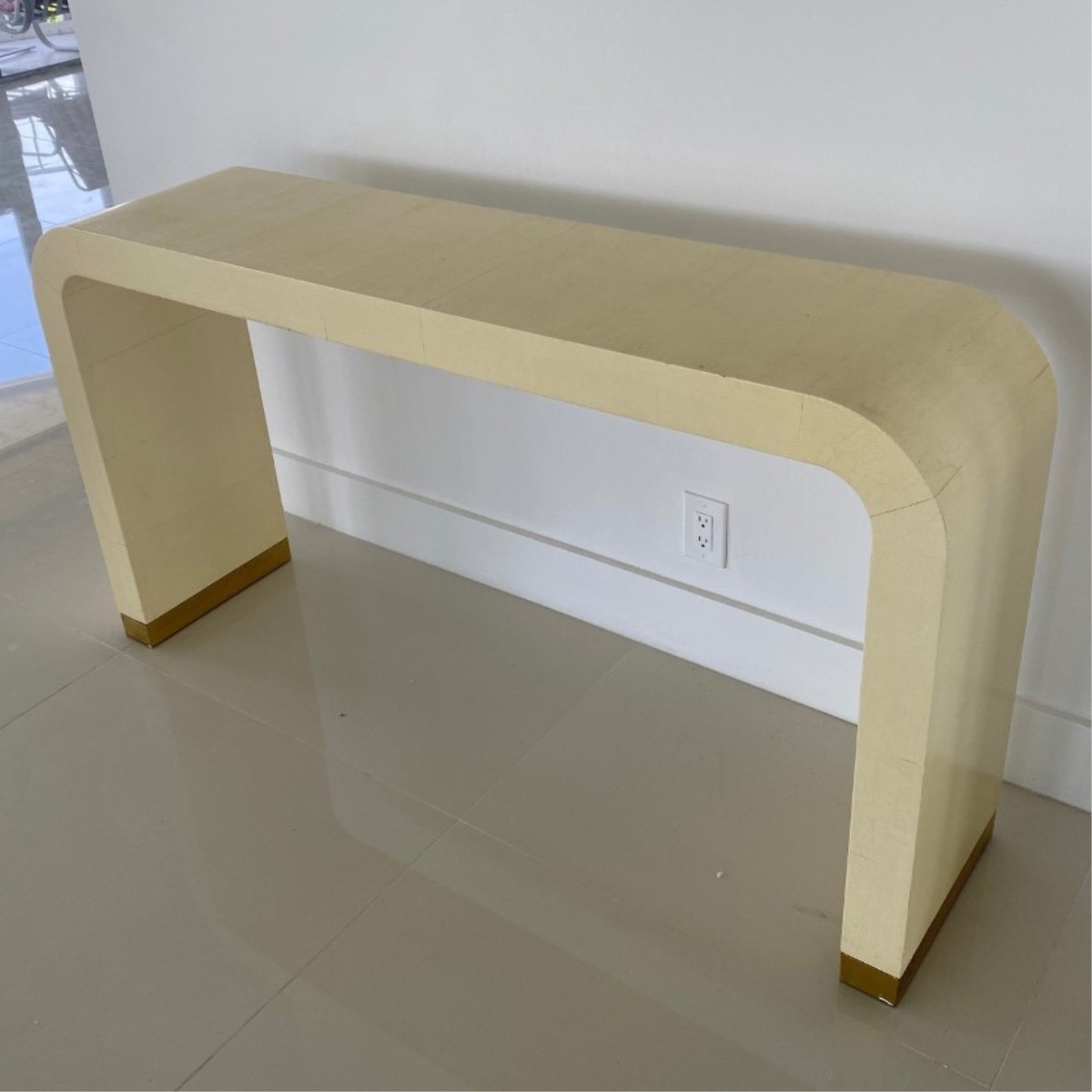 Ron Seff | Modern Lacquer Waterfall Console Table with Brass Fittings ...