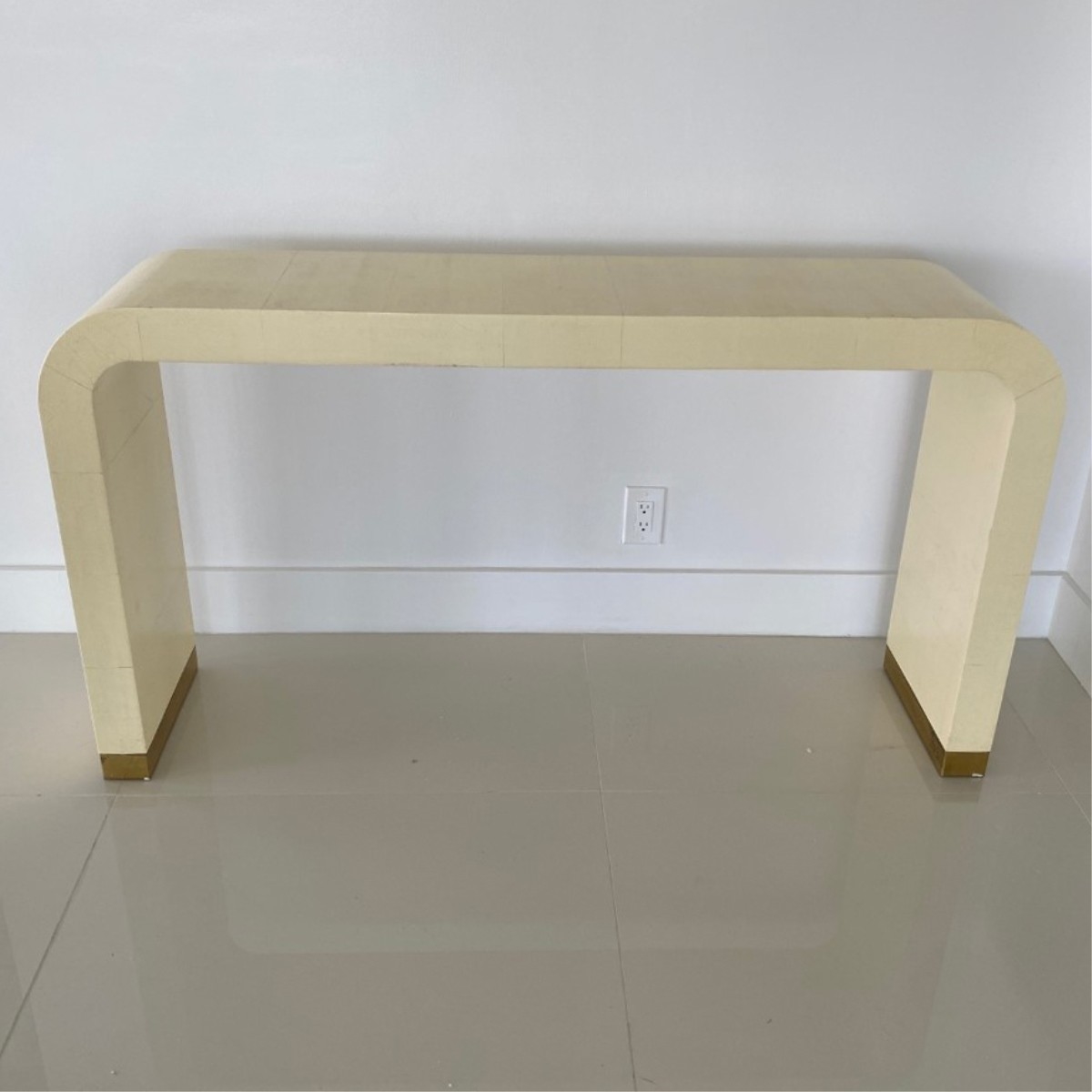 Ron Seff | Modern Lacquer Waterfall Console Table with Brass Fittings ...