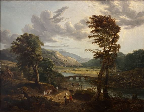 Richard Wilson (of Birmingham) | River landscape with figures in the ...