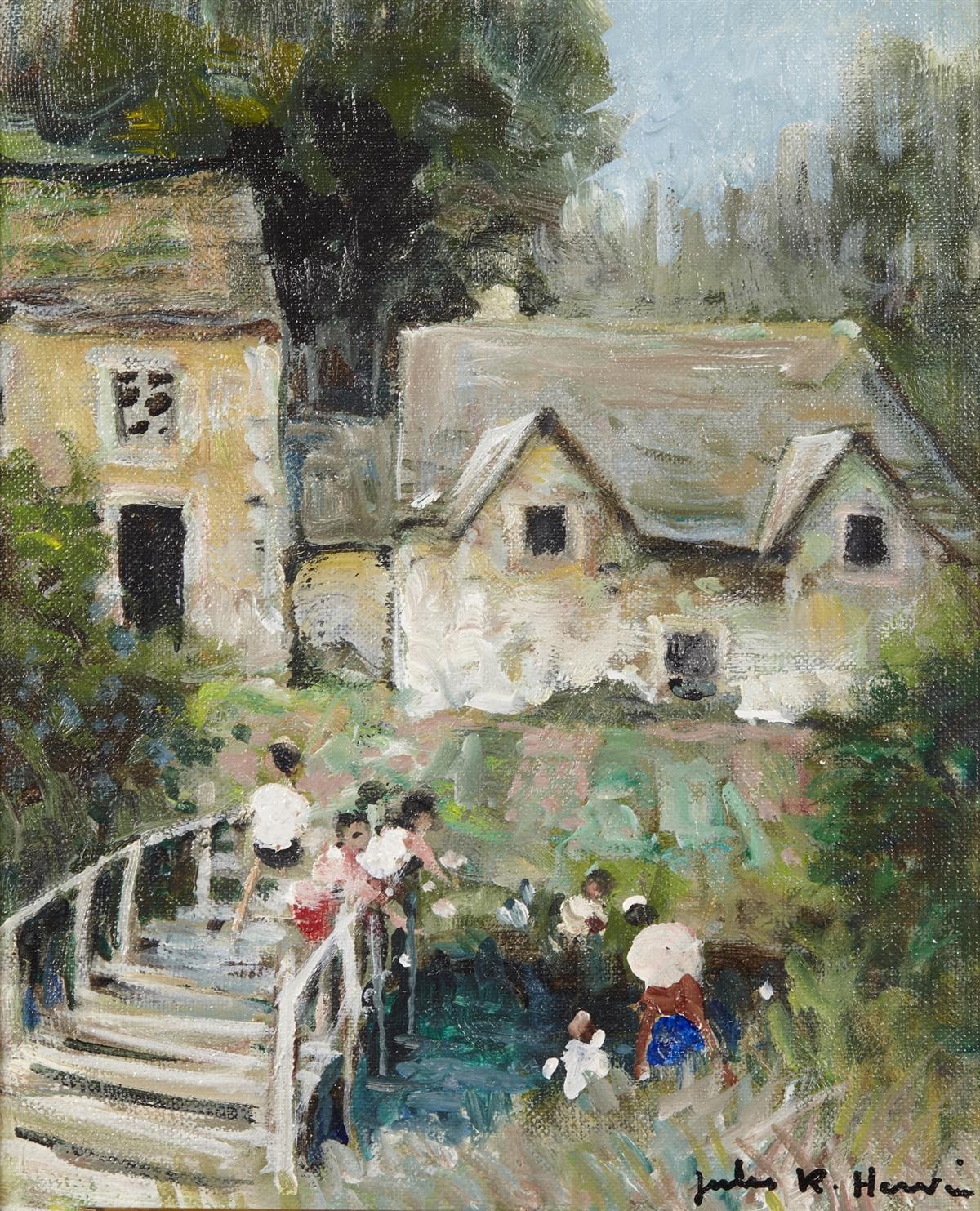 Jules René Hervé | Children playing on the bridge | MutualArt