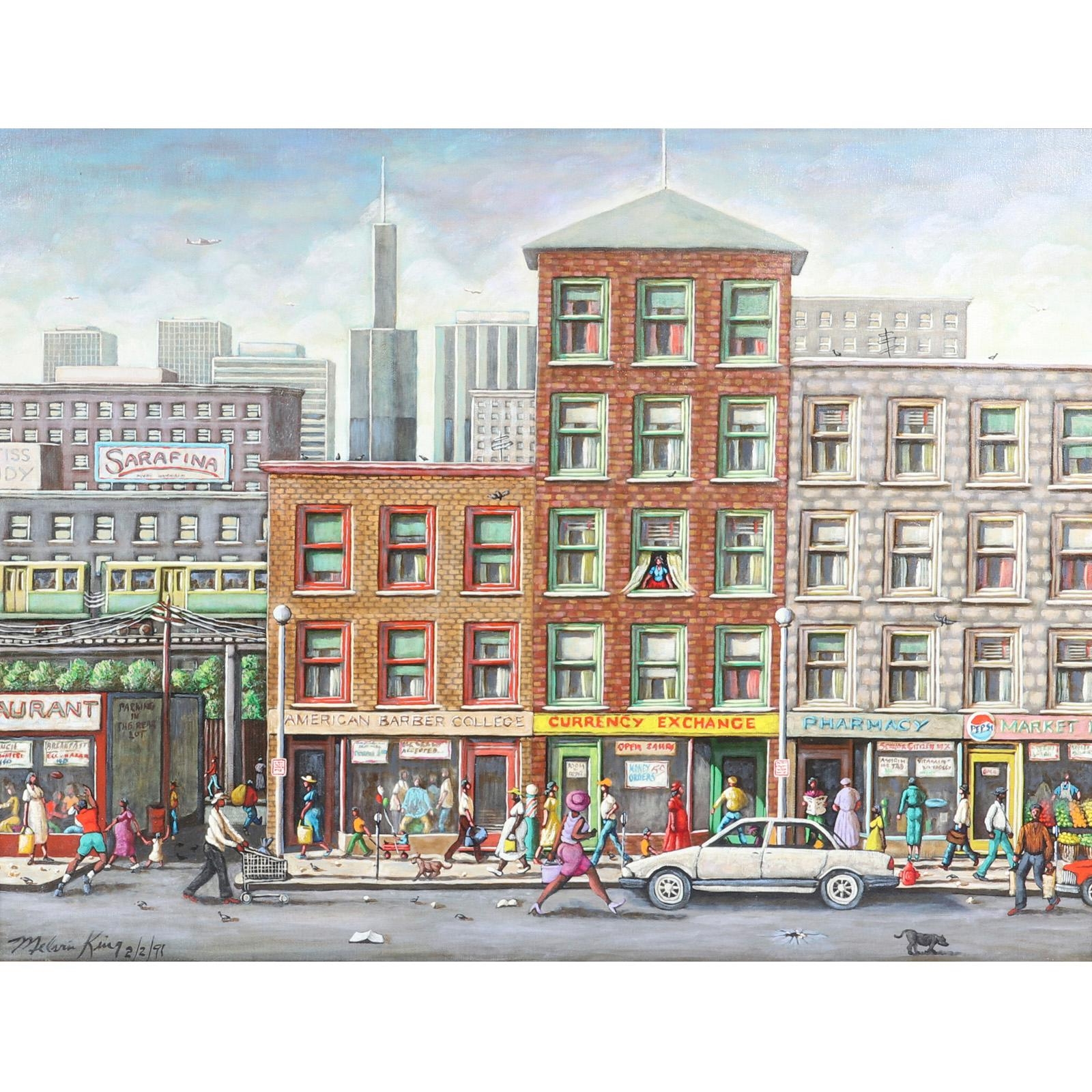 Melvin King | Chicago city street scene (1991) | MutualArt