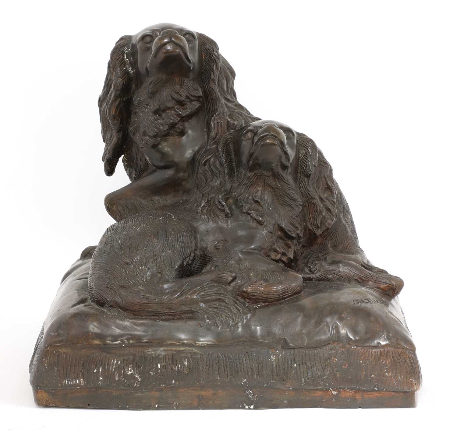 Charles Valton | King Charles spaniels on a cushion | MutualArt