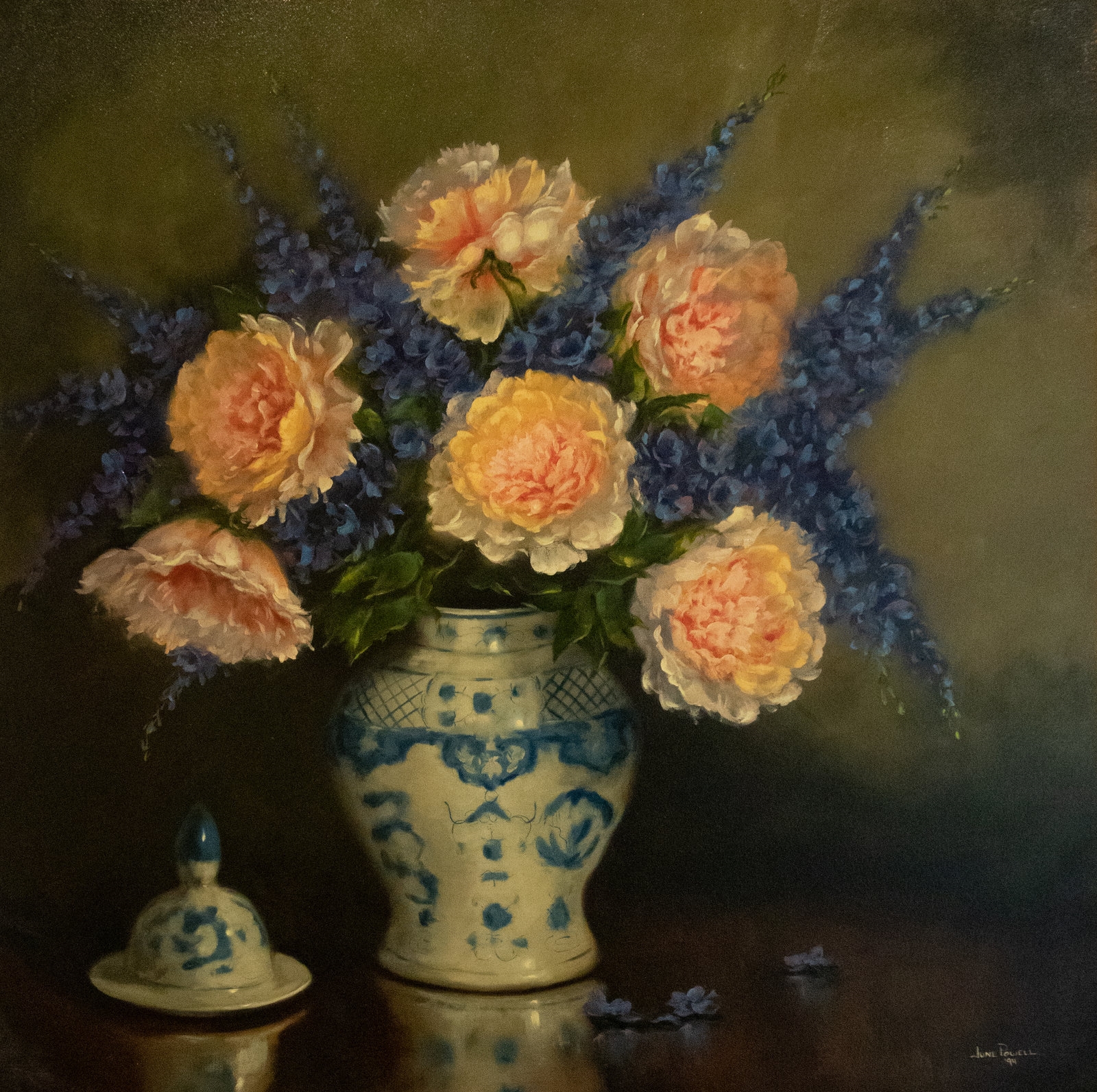 June Powell | Floral Still Life with Blue and White Porcelain (1994 ...