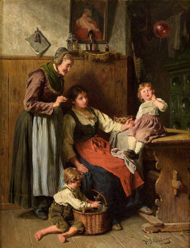 Felix Schlesinger | MOTHER, CHILDREN, AND RABBITS | MutualArt