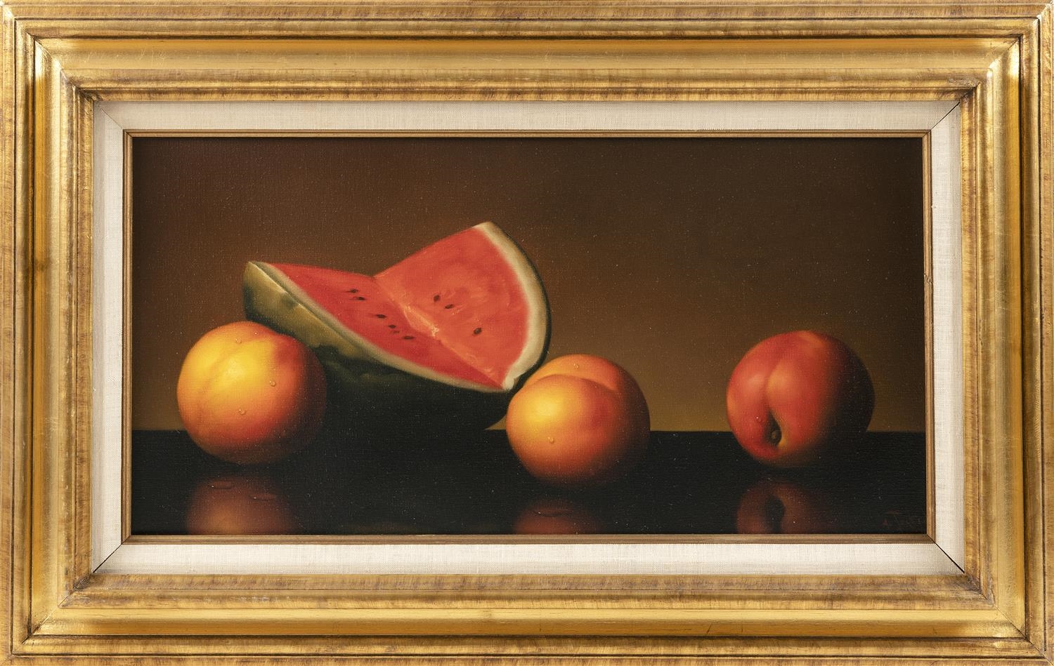 Al Jackson | Still life of watermelon and peaches. | MutualArt