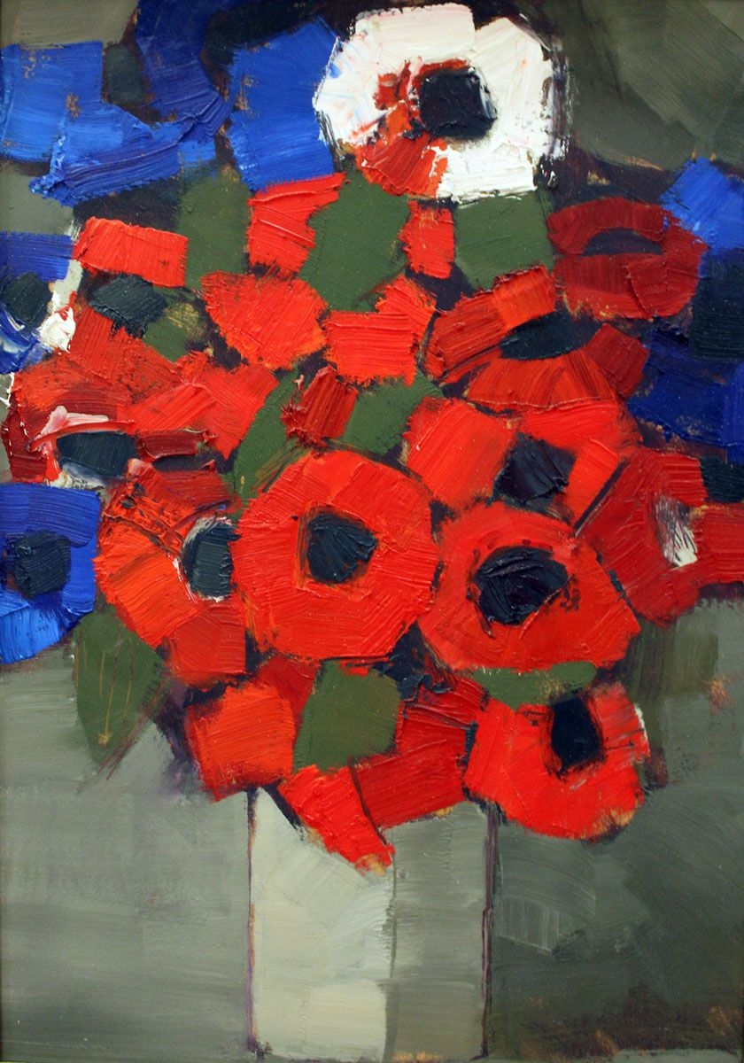 Paul Donaghy | RED AND BLUE ANEMONES | MutualArt