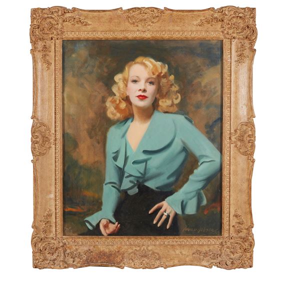 Cowan Dobson | THREE QUARTER LENGTH PORTRAIT OF A BLONDE WOMAN IN BLUE ...