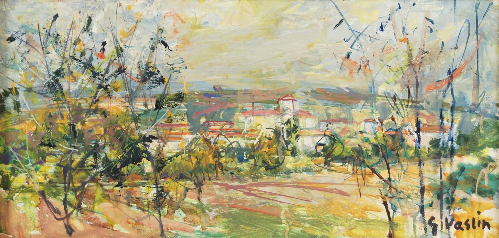 Georges Vaslin | Paysage aux toits rouges | MutualArt