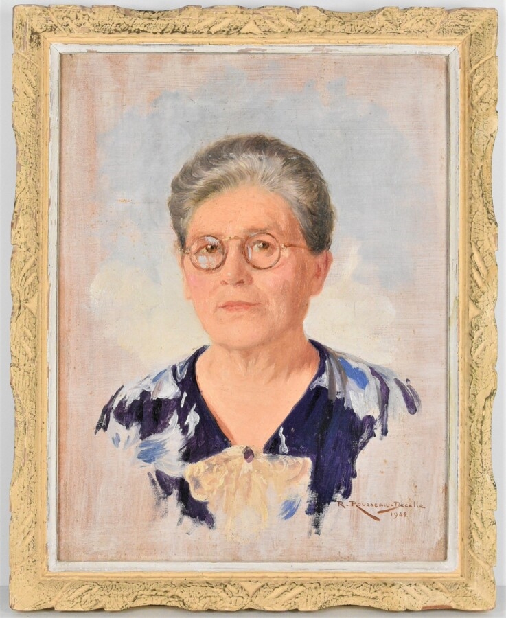 René Rousseau-Decelle | Portrait de la femme à la robe bleu (1942 ...