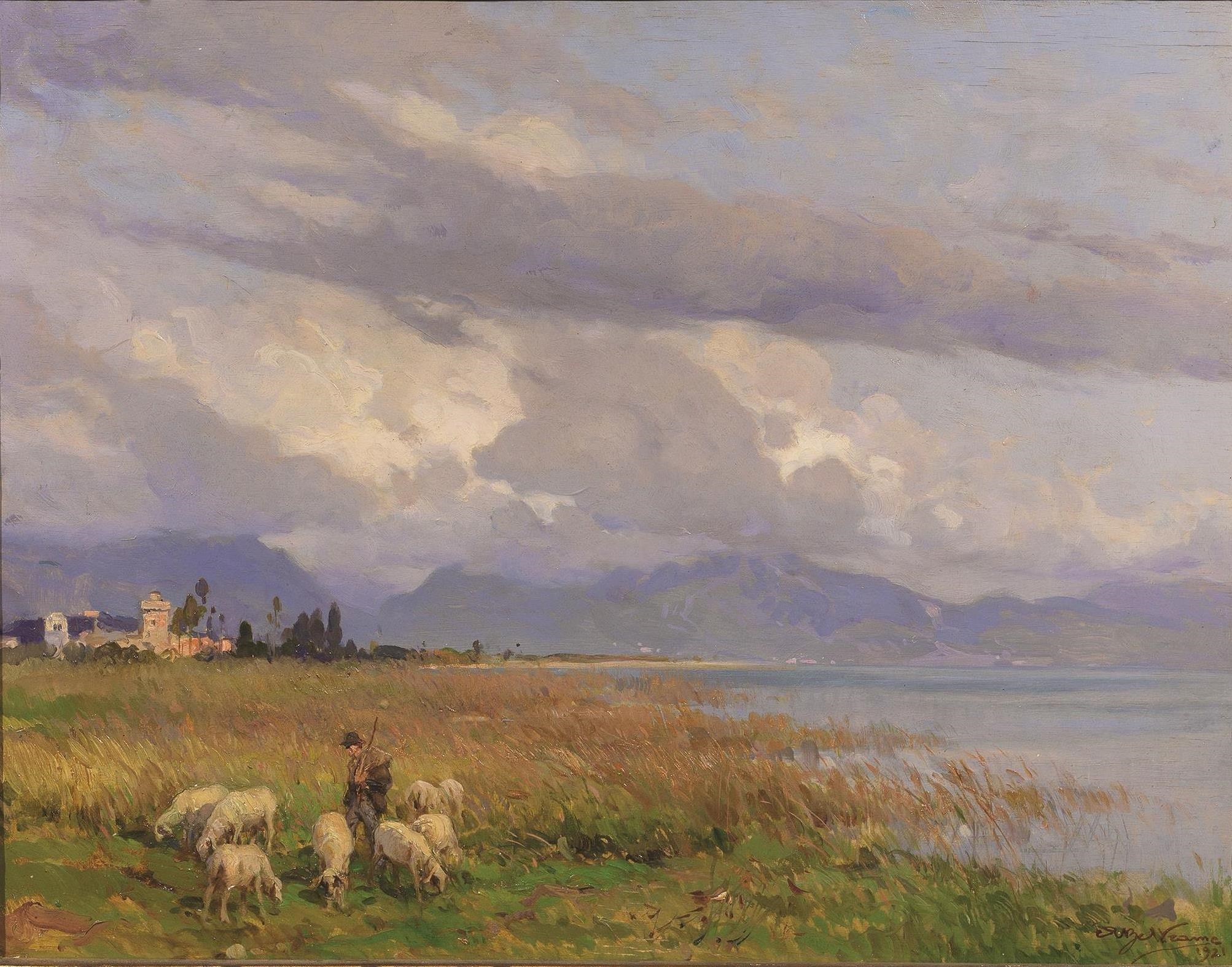 Achille Beltrame | LA PENISOLA DI SIRMIONE SUL LAGO DI GARDA (1921 ...