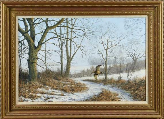 Julian Novorol | Woodcock in snow covered woodland (1989) | MutualArt