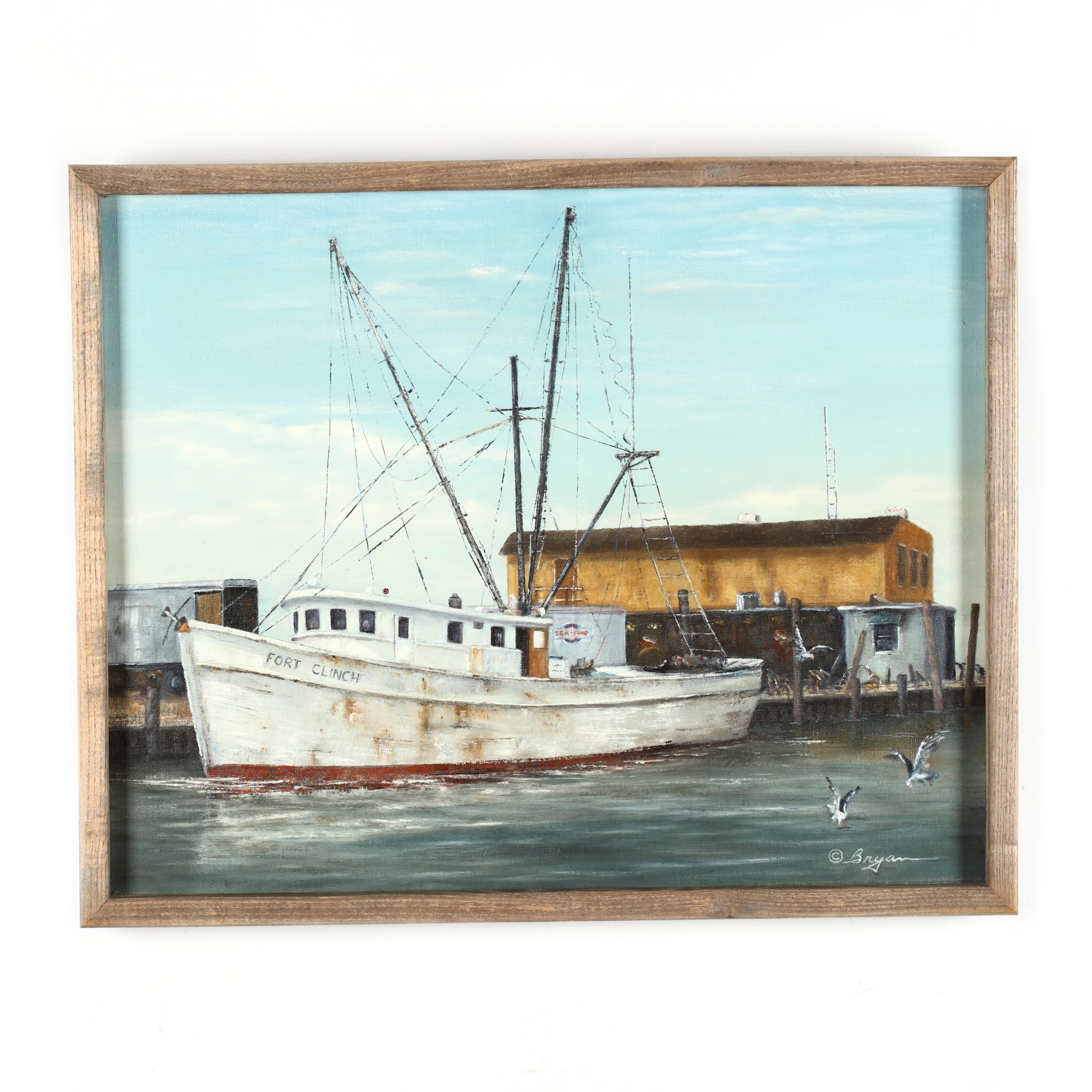 Donald Bryan | Fort Clinch Vessel Docked at a Marina (1977) | MutualArt