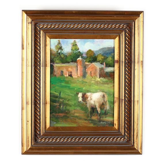 Louise Pinto | Cow and Barn | MutualArt