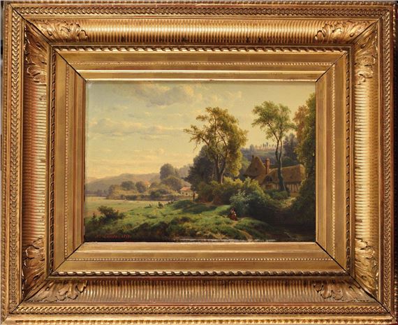 Louis Auguste Lapito | Cottage and peasants with flock of sheep (1850 ...