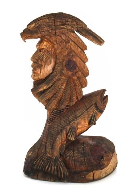 Mark Colp | Native American Bust Chainsaw Carving | MutualArt
