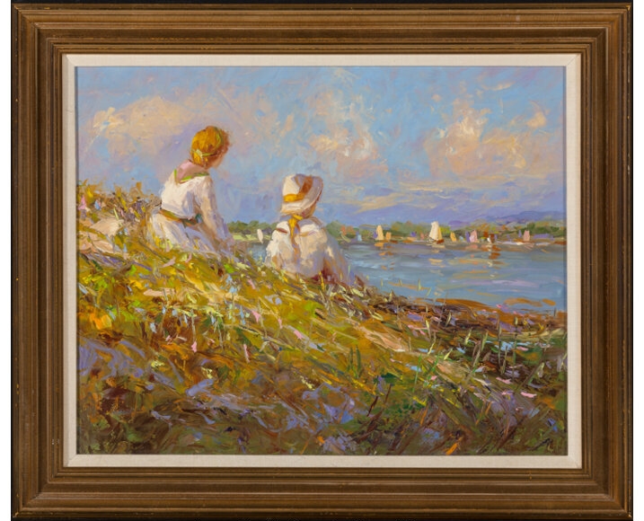 Vern Broe | Children Playing on a Hillside | MutualArt