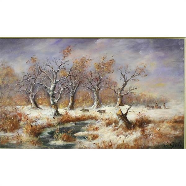 John Gabris | Winter Scene with Wild Boar | MutualArt