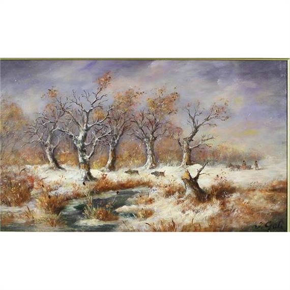 John Gabris | Winter Scene with Wild Boar | MutualArt