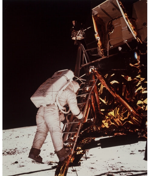 NASA | Aldrin Descends Lunar Module Ladder; Lunar Module in Space; and ...