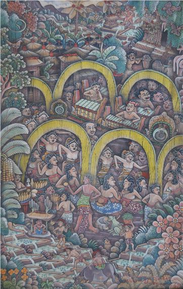 Ida Bagus Made Widja | Village Scene in Batuan (1968) | Artwork ...