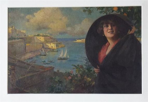 Edward Caruana Dingli | Grand Harbour with Woman (Olga Galea Naudi ...