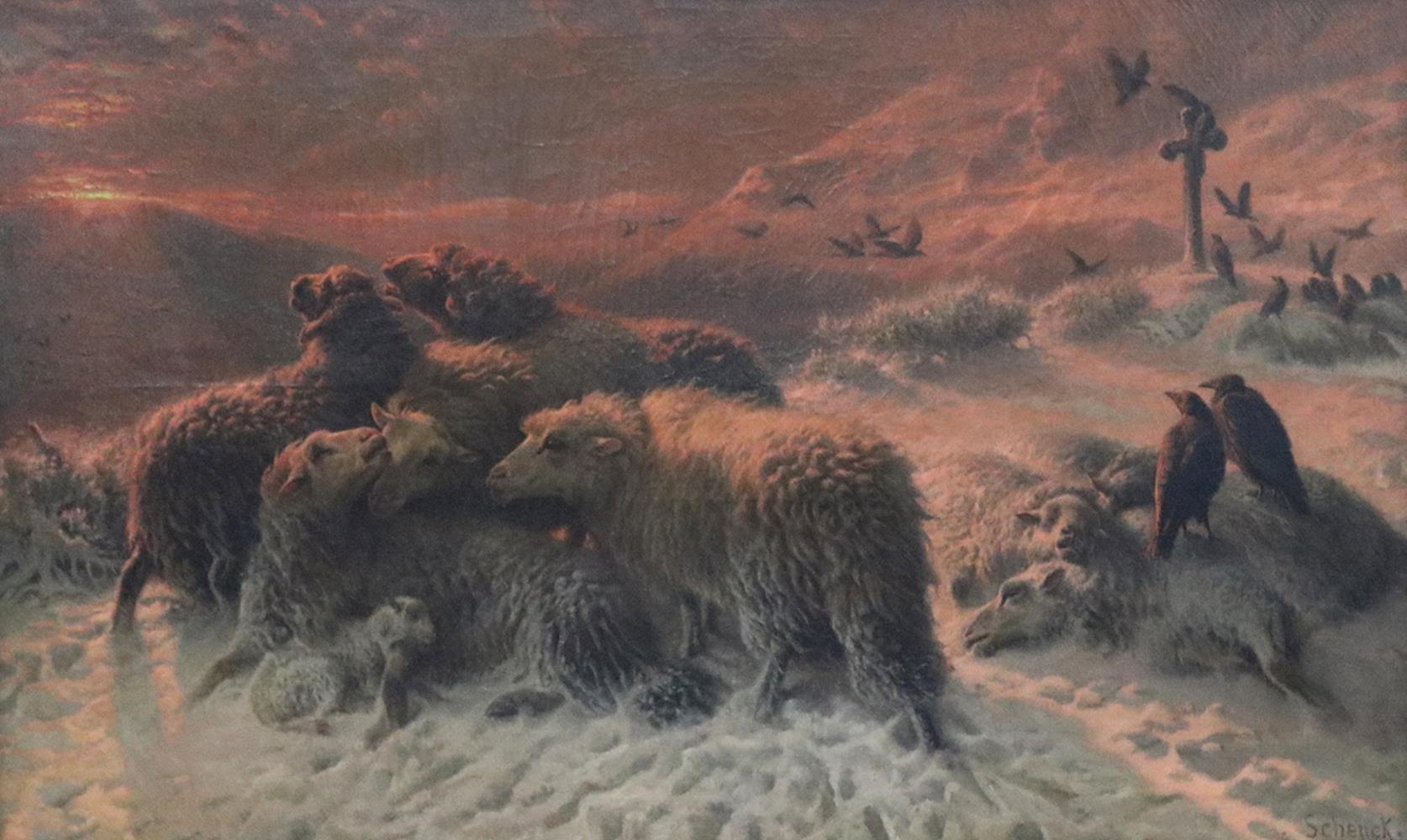 August Friedrich Albrecht Schenck | Schafe in verschneiter Landschaft ...