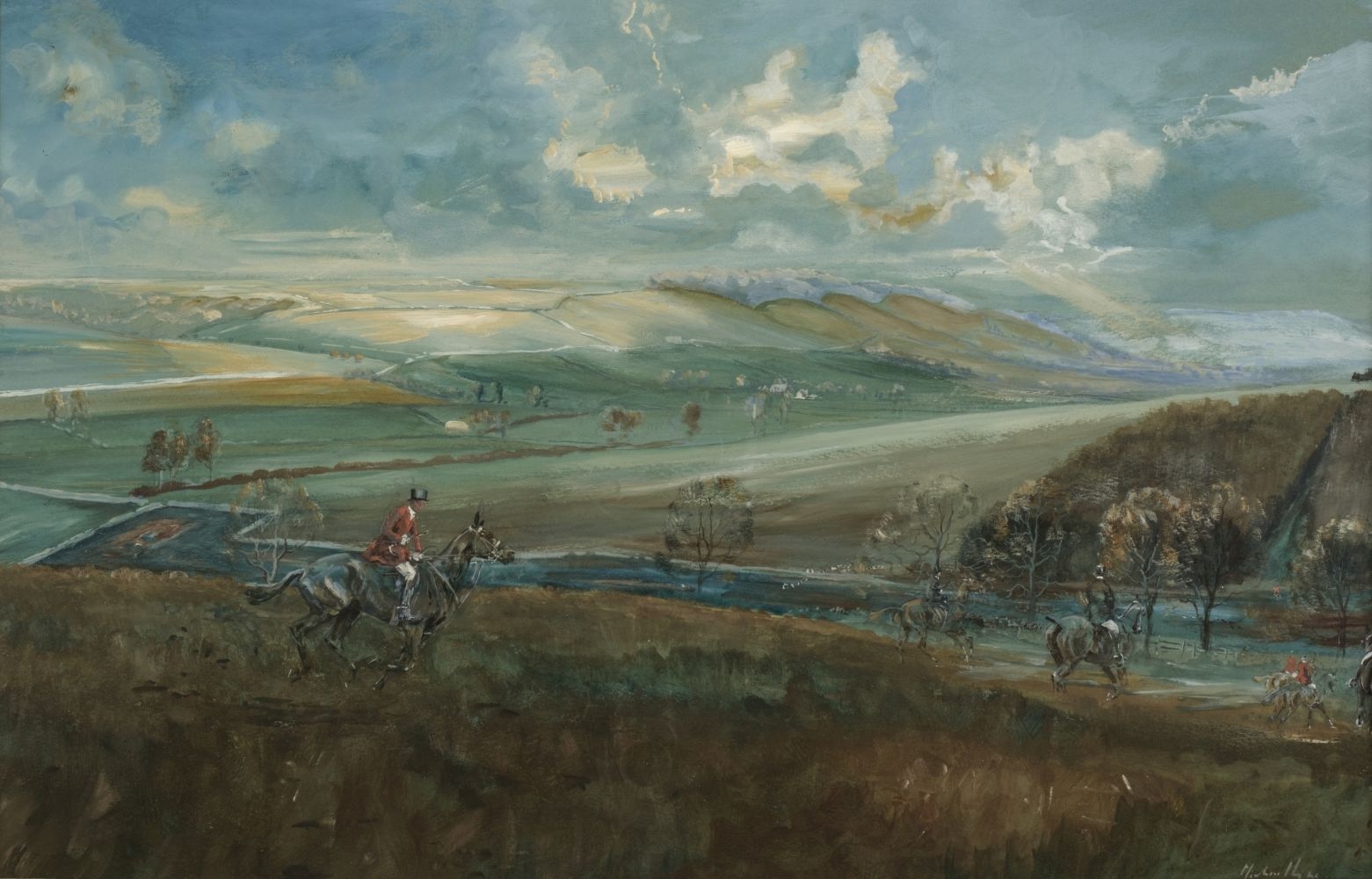 Michael Lyne | Landscape in Oxfordshire with the Heythrop Hunt (Circa ...