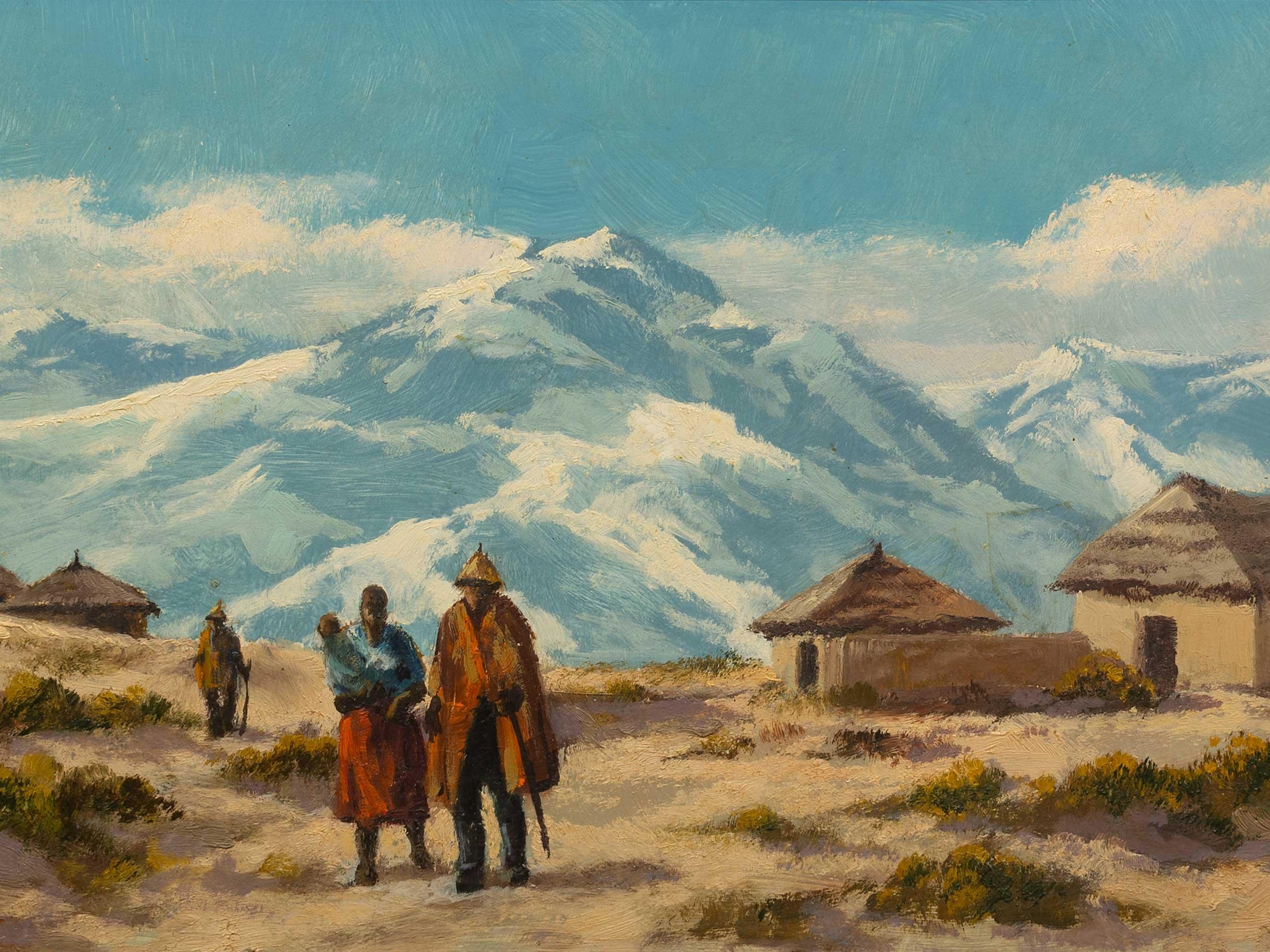 Otto Klar | Basotho Family with Huts | MutualArt