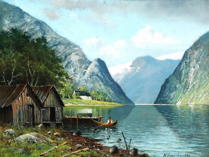 Nels Hagerup | Summer day at a Norwegian fiord (1886) | MutualArt