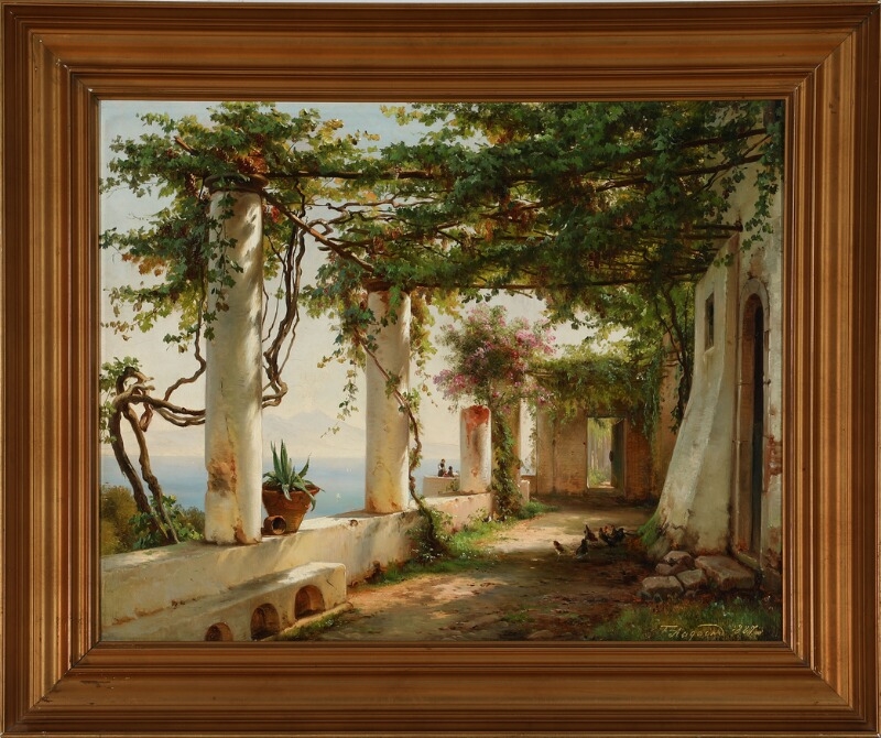 Carl Frederik Aagaard | View from a flowery pergola towards Mount ...