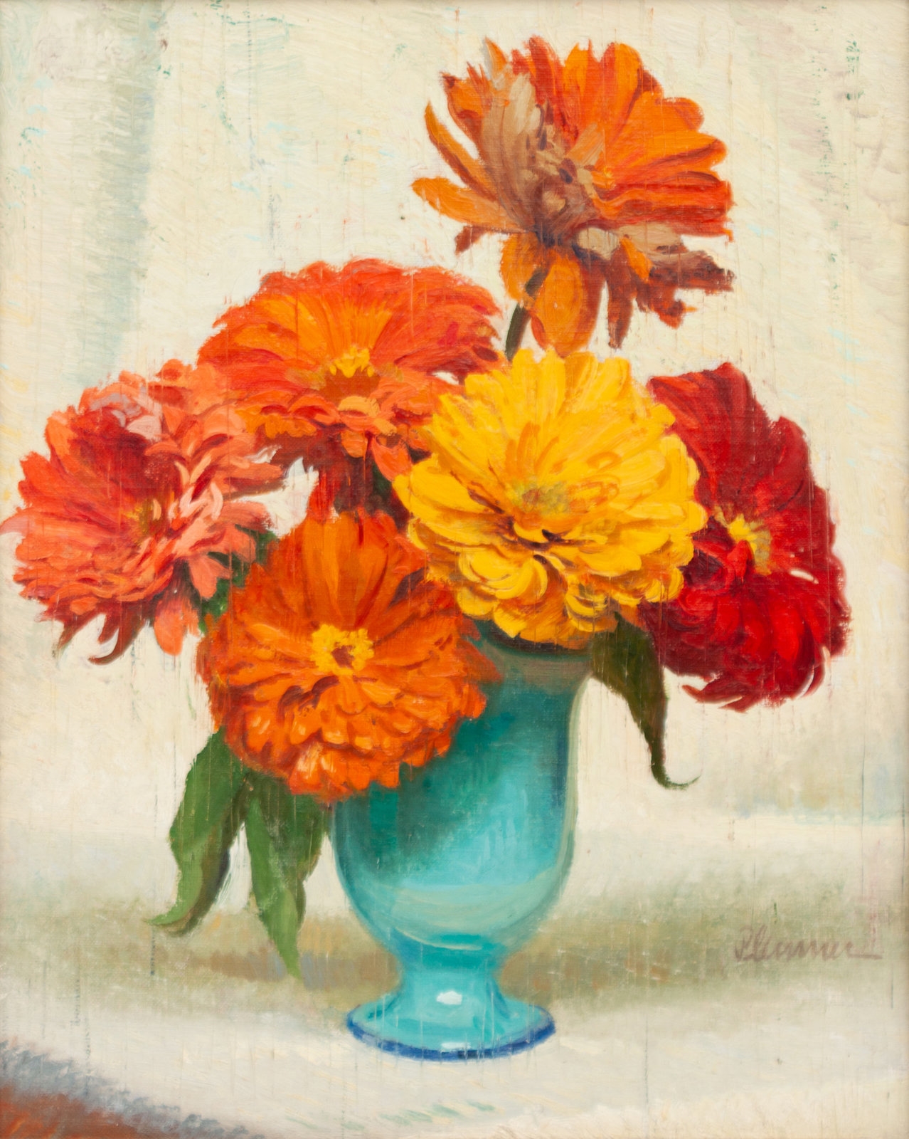 Odgen Minton Pleissner | Still Life with Zinnias | MutualArt