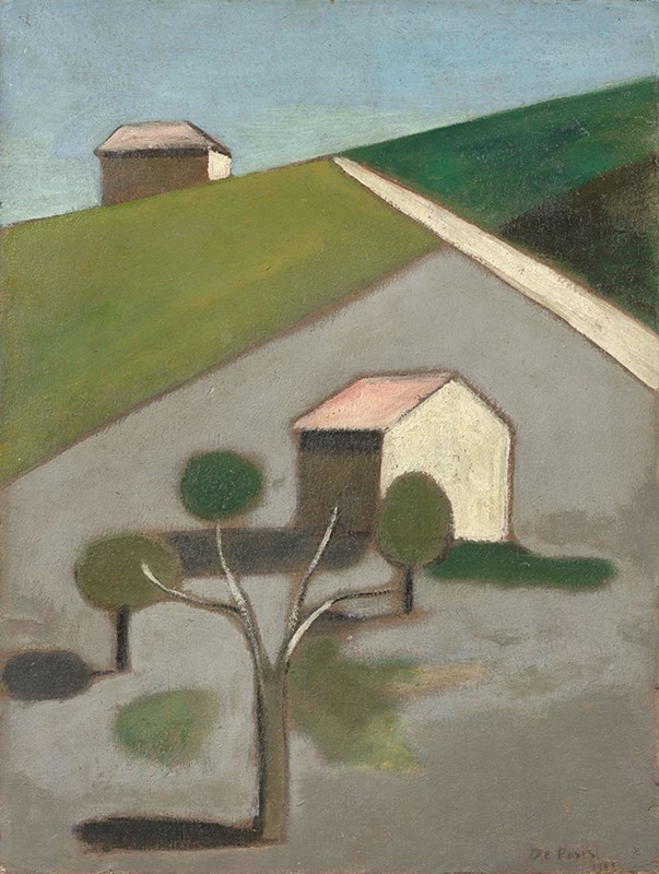 Filippo de Pisis | NATURA MORTA CON PESCE E MELA (1950) | MutualArt